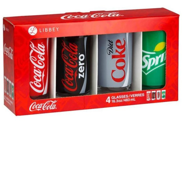 Libbey | Dining | Set Of 4 Libbey Glass Coca Cola Sprite Diet Coke Zero ...